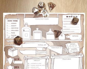 Wild West Printable Dnd Character Sheet PDF for Dungeons and Dragons 5e ...