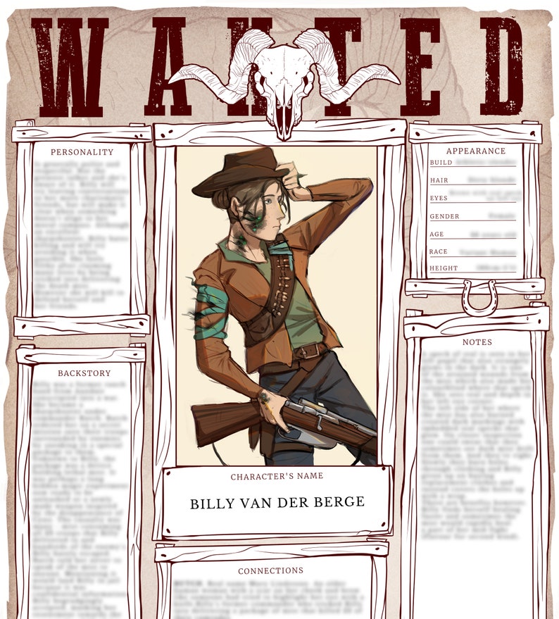 Western Character Sheet - Dnd 5e - Etsy
