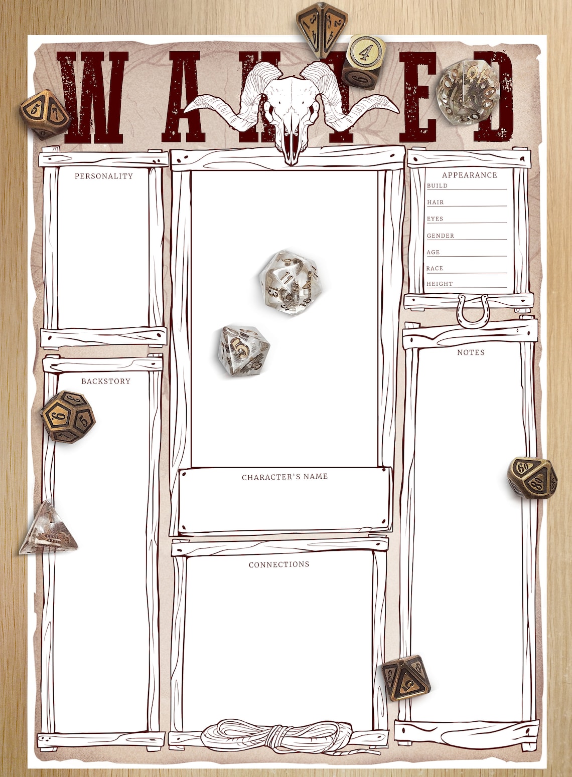 Western Character Sheet - Dnd 5e - Etsy