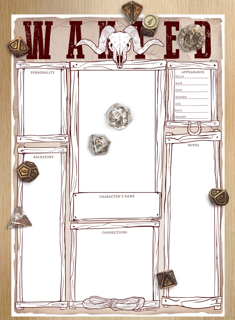 Western Character Sheet - Dnd 5e - Etsy