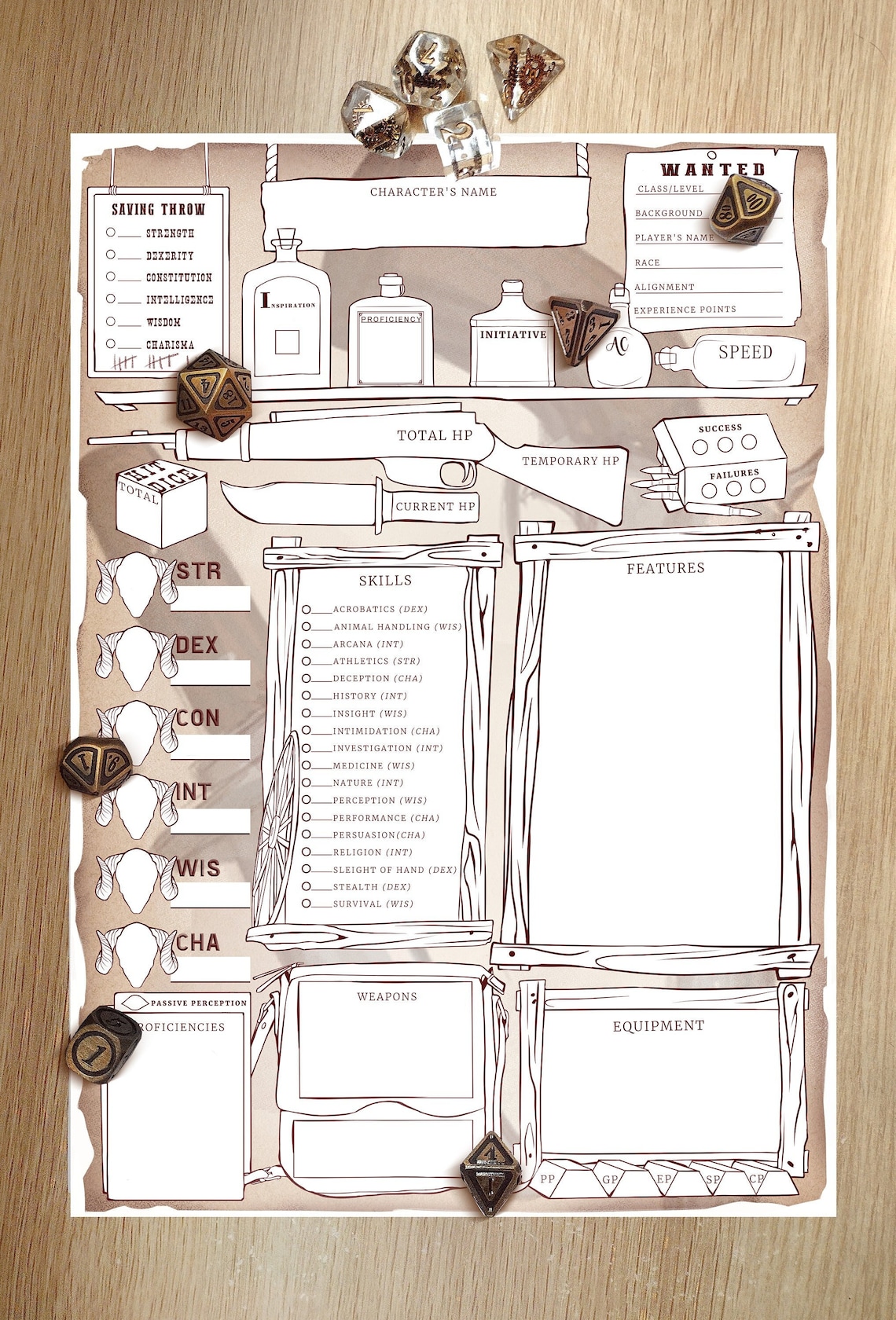 Western Character Sheet - Dnd 5e - Etsy
