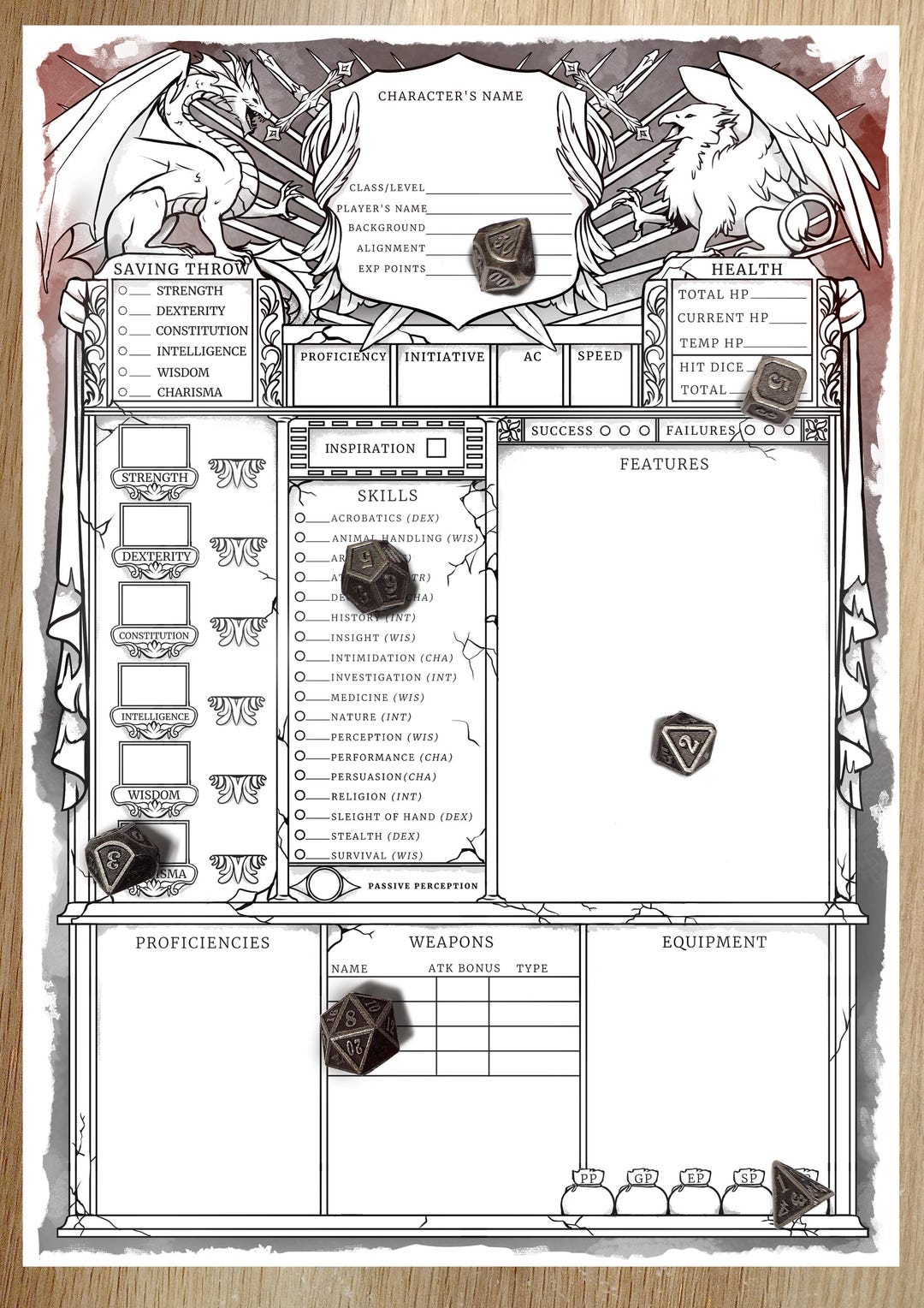 Dark Crest Character Sheet - Dnd 5e - Etsy