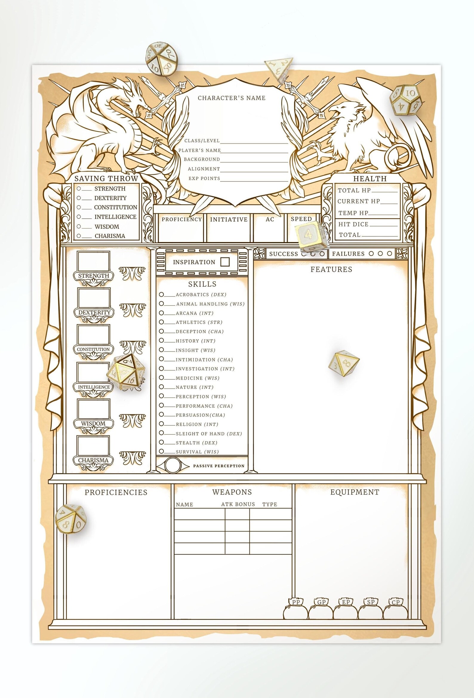 Crest of Light Character Sheet - Dnd 5e - Etsy