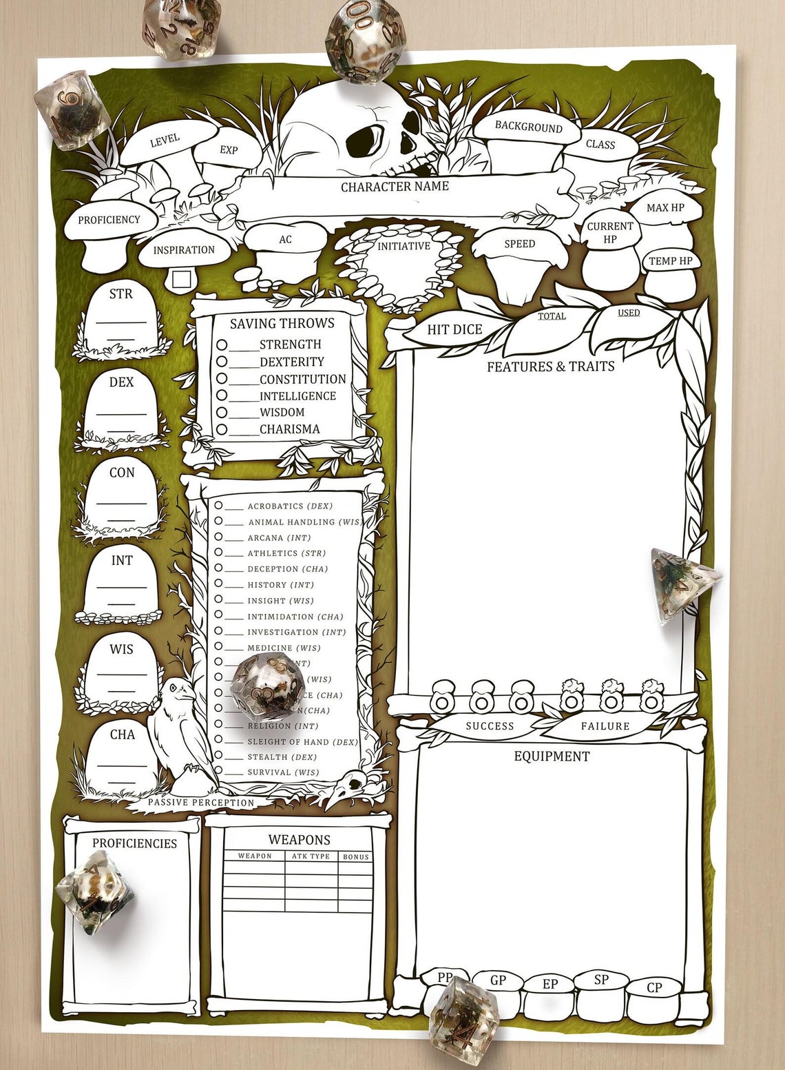 Forest Graveyard Character Sheet - Dnd 5e - Etsy
