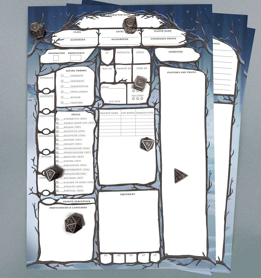 Snowy Woods Character Sheet - Dnd 5e - Etsy