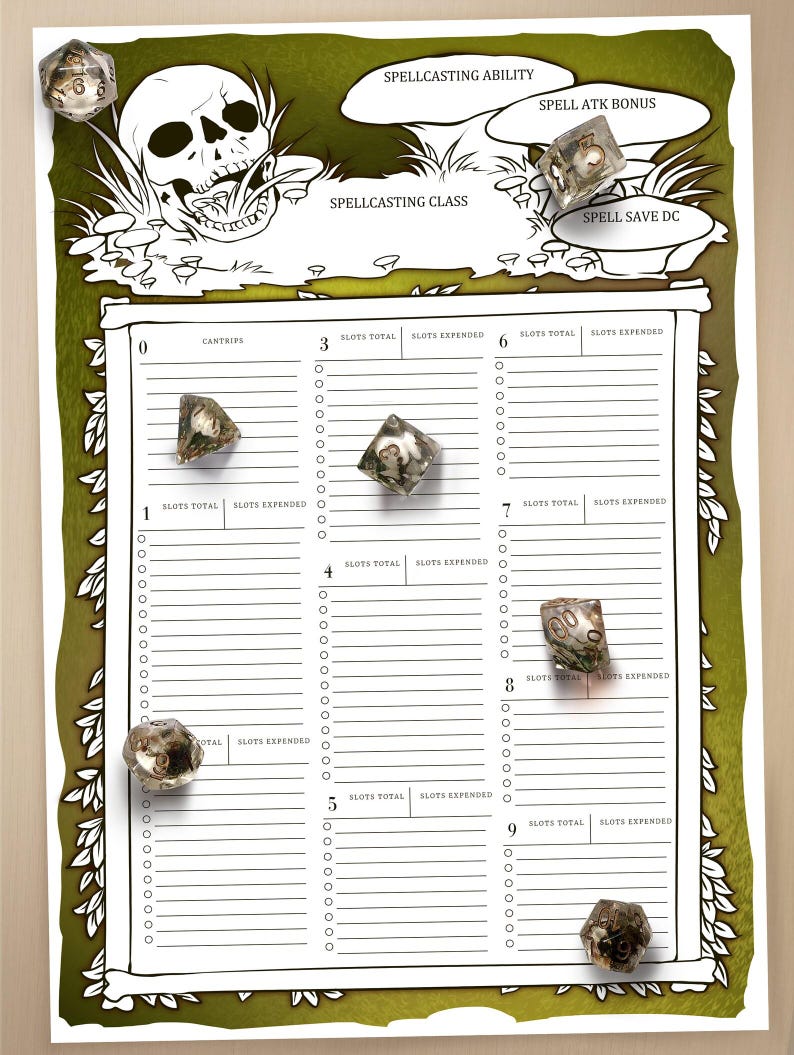Forest Graveyard Character Sheet - Dnd 5e - Etsy