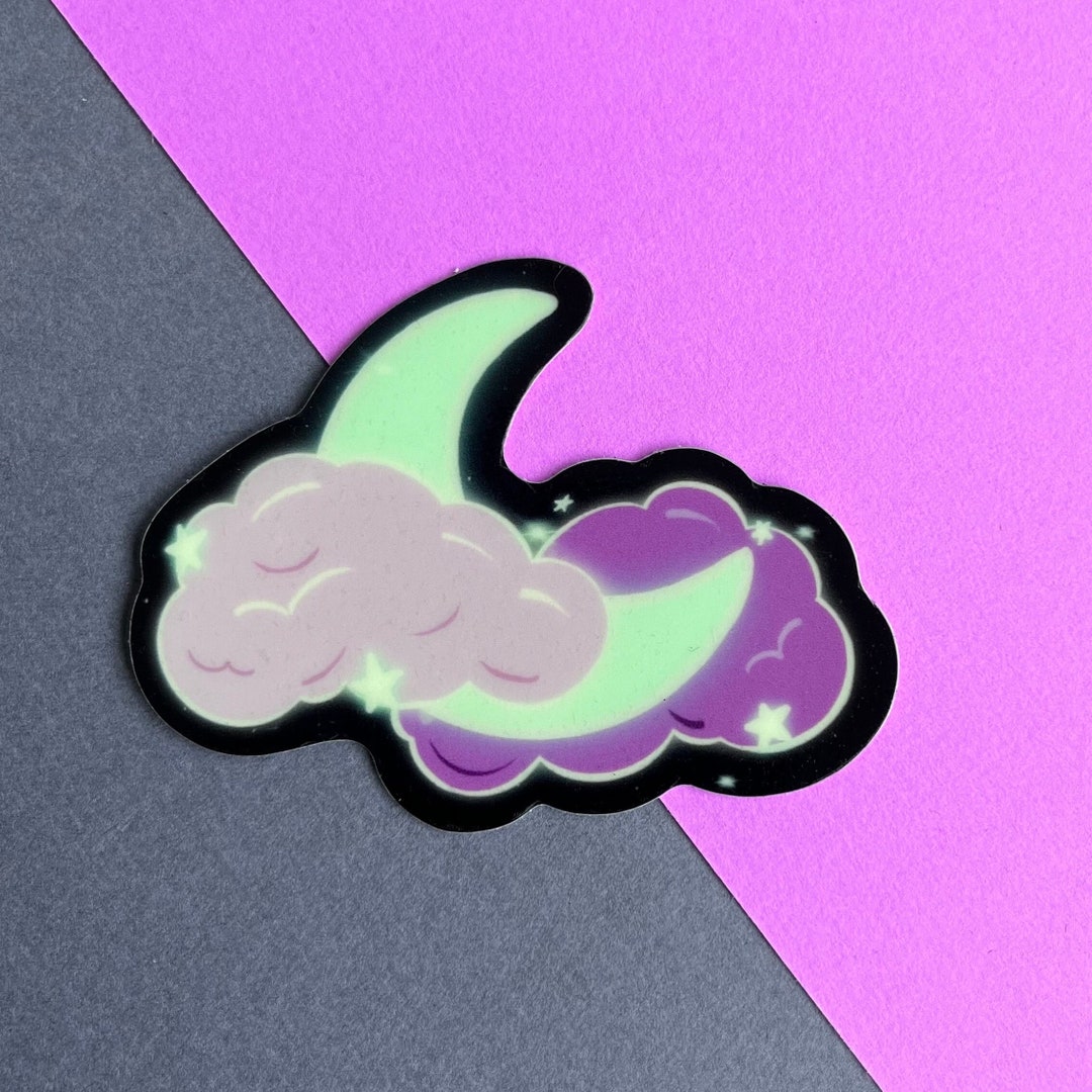 Glow in the Dark Celestial Moon Sticker | Car Decal | Water Bottle ...