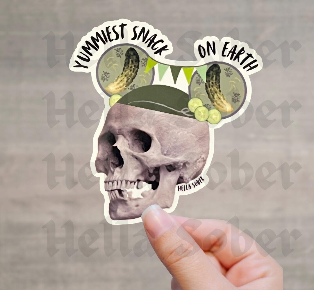 Yummiest Snack on Earth Pickle Minnie Mickey Skull Sticker / Disney ...