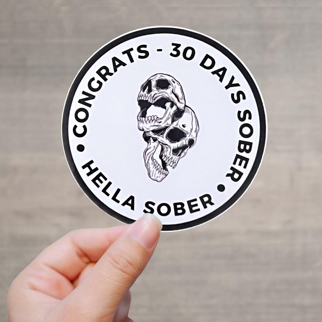 12 Month Sobriety Celebration Sticker Skull Set / 6 Month Sobriety ...