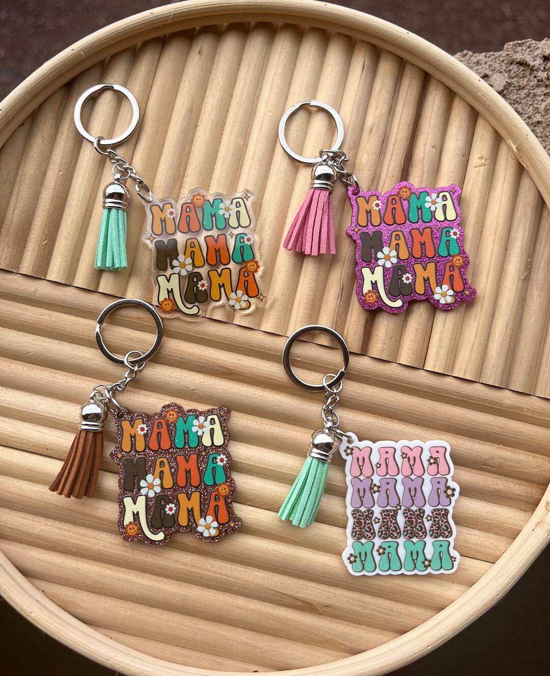 70s Funky Mama Keychain / Mama / Mothers Day Gift / Glitter Keychain - Etsy