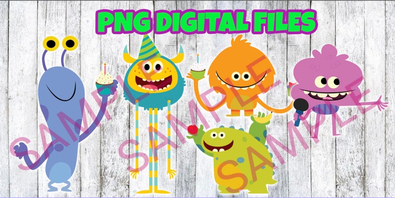 Super Simple Cute Monsters Cartoon, Cute Monsters , 5 DIGITAL Images ...
