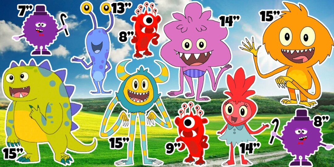 Super Simple Cute Monsters Cartoon Party Decor Kids Cartoon Yard Cards ...