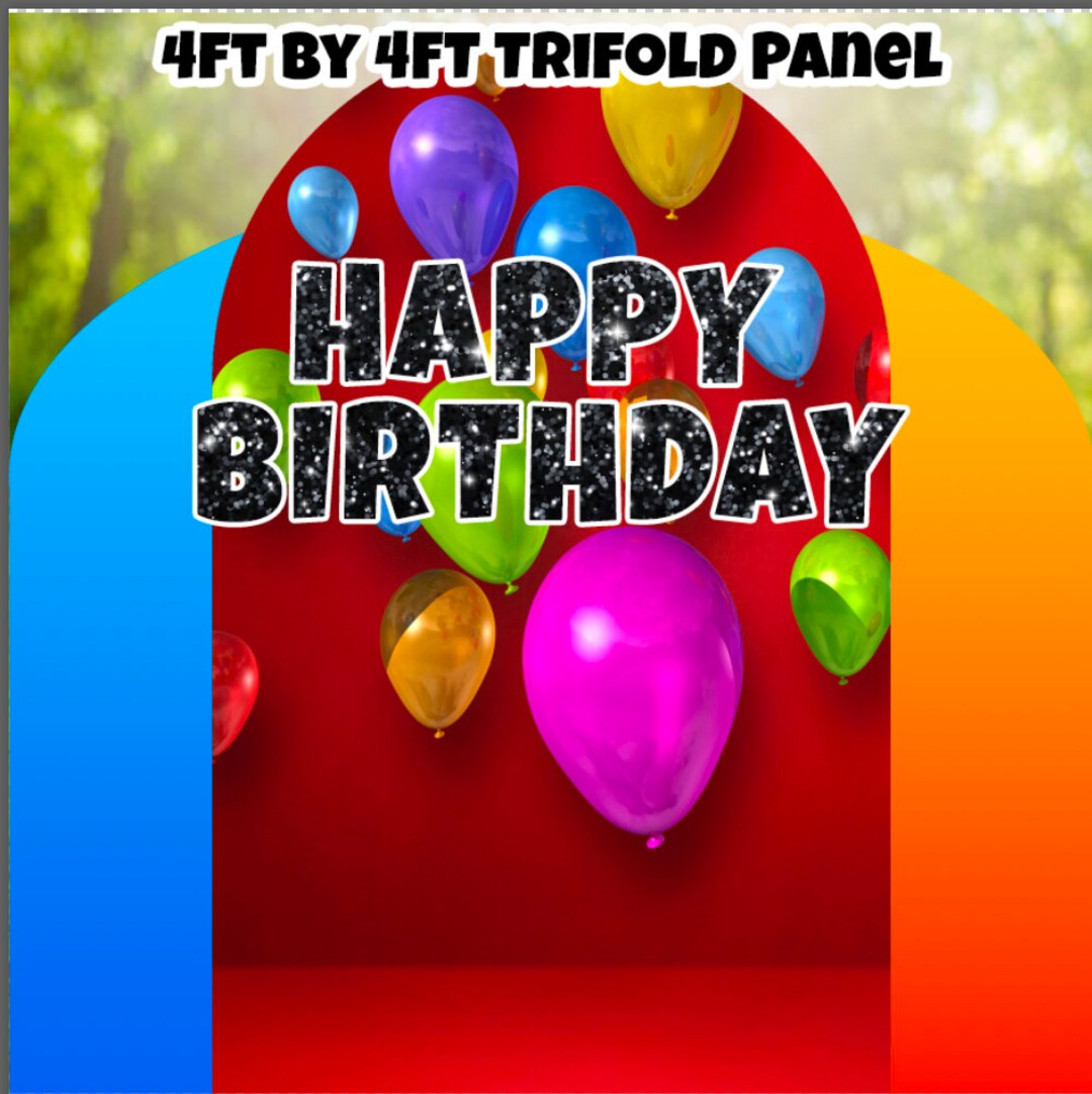 Primary Colors Happy Birthday Trifold Panel 4x4 Ft Decor Party Props ...
