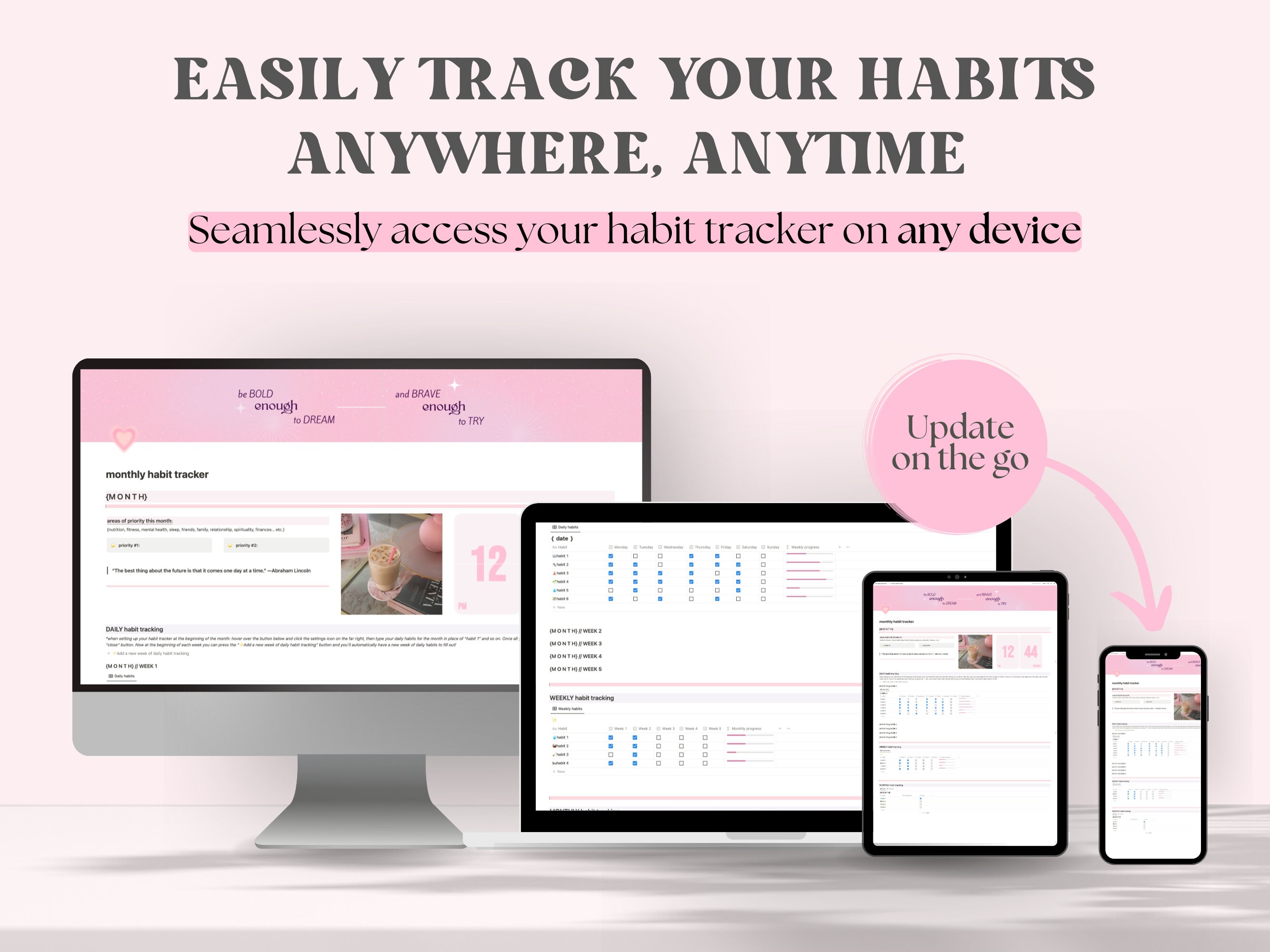 Notion Habit Tracker Template // Aesthetic Notion Productivity Tracker ...