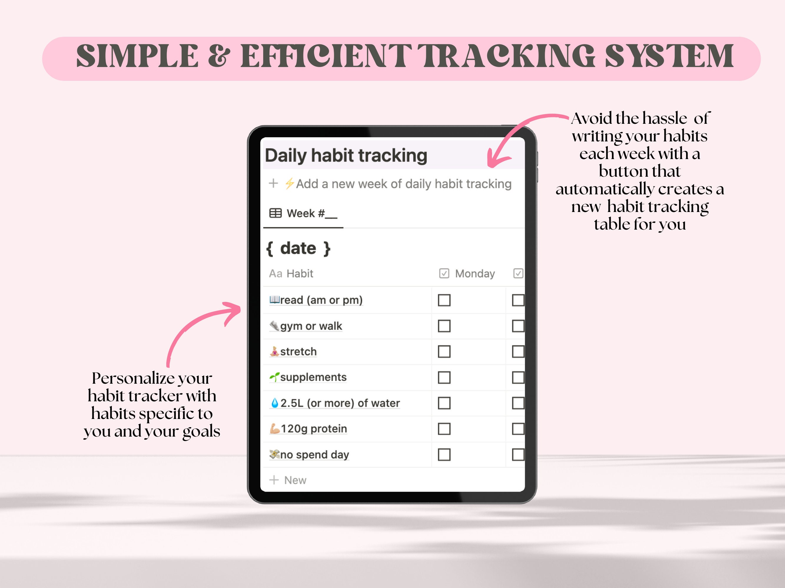 Notion Habit Tracker Template Aesthetic Notion Productivity Tracker Digital Habit Tracking