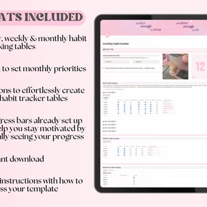 Notion Habit Tracker Template // Aesthetic Notion Productivity Tracker ...