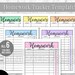 Printable Homework Tracker: Colorful Checklist Template (PDF Download ...
