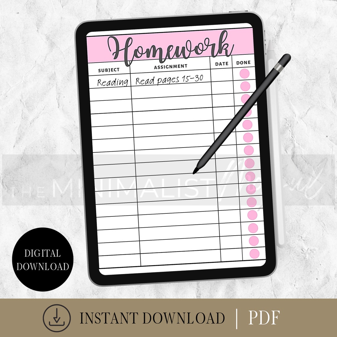 Homework Tracker PDF, Homework Checklist Template Pdf, Desk Planner ...