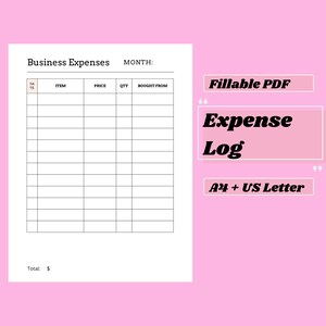 Editable Expense Log Printable, Fillable Expense Tracker, Spending ...