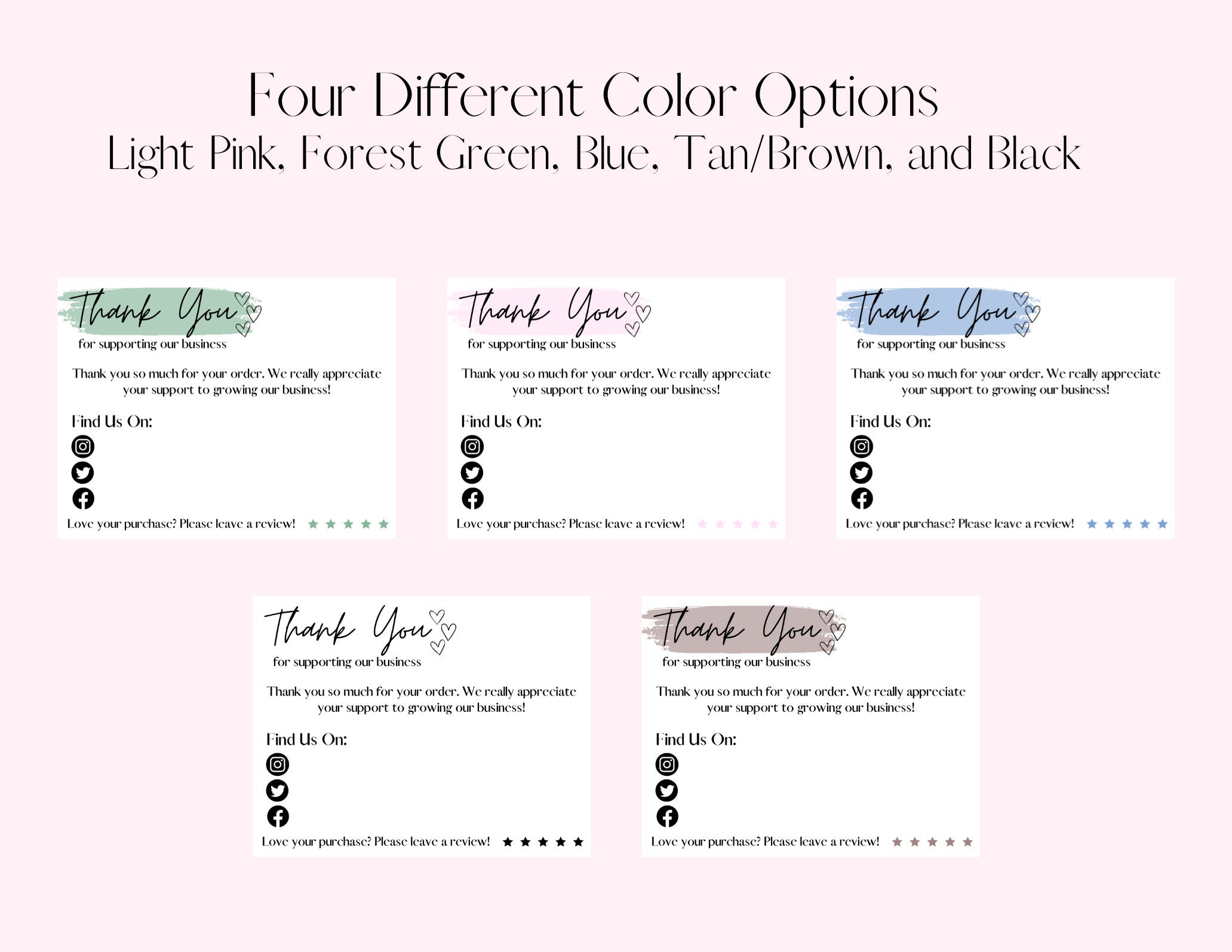Printable Thank You Cards Business Template for Poshmark Etsy Small ...