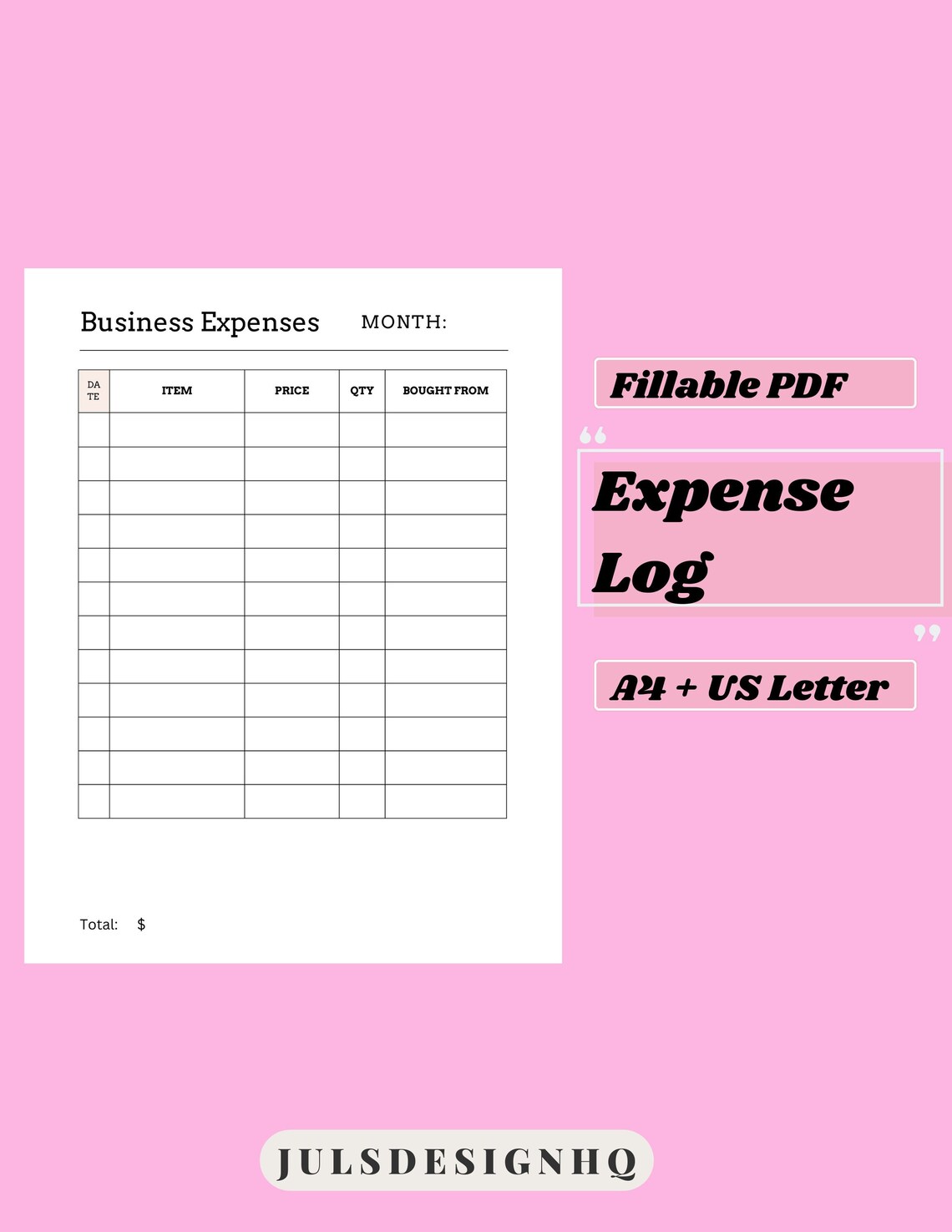 Editable Expense Log Printable, Fillable Expense Tracker, Spending ...