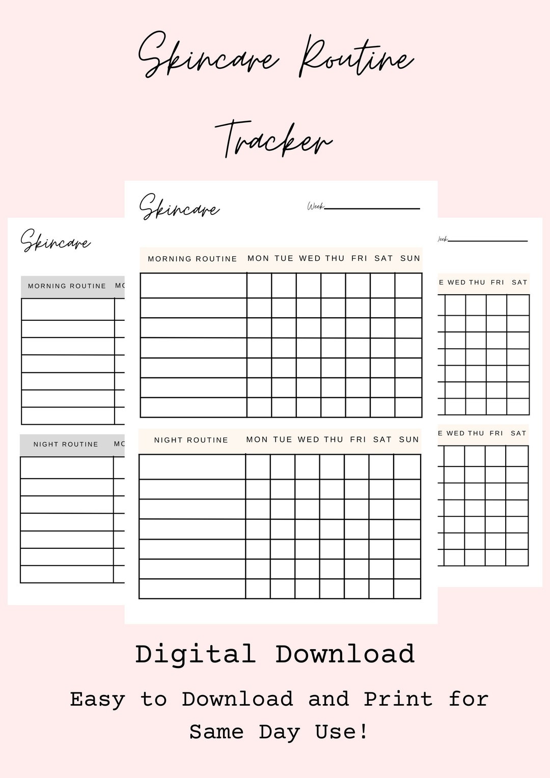 Skincare Routine Tracker, Digital Download, Skincare Tracker, Beauty ...