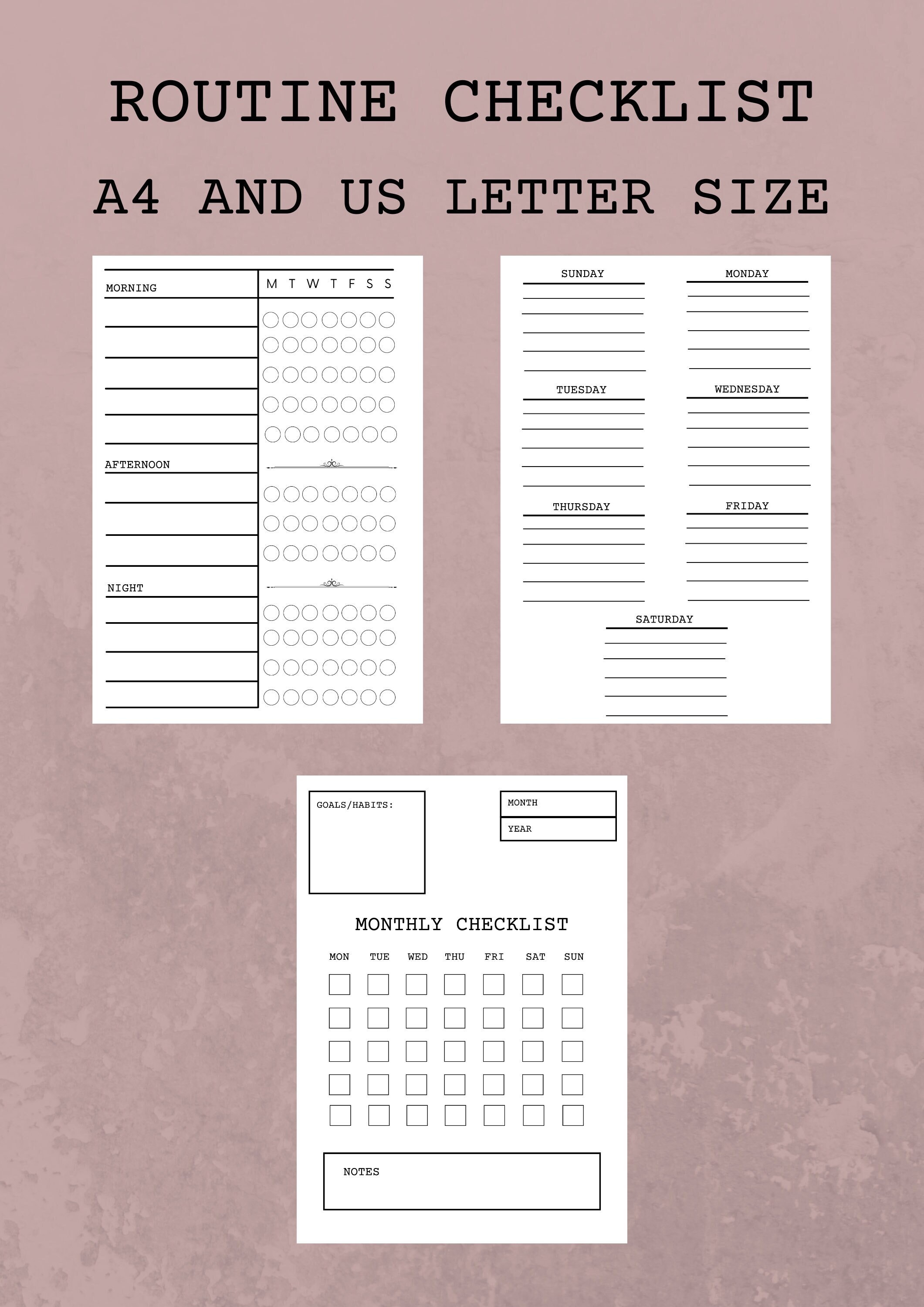 Routine Checklist Digital Download, Printable Planner, Daily Routine ...