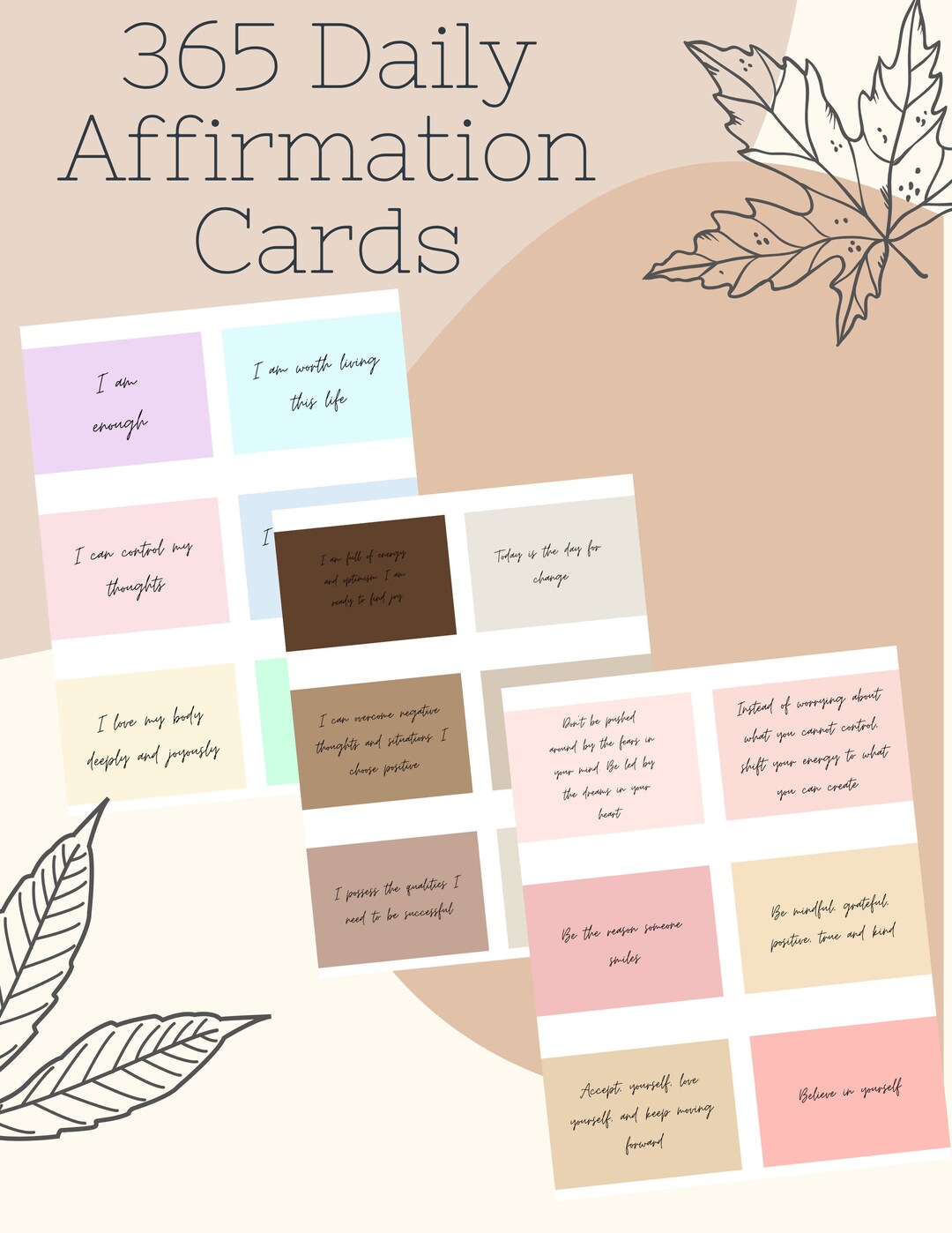 365 Daily Affirmation Cards, Digital Downloads, Planner Stickers ...