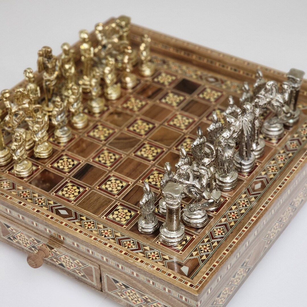 Chess Table, Made of Flower Woods and Tree Woods With Shell, With Metal ...