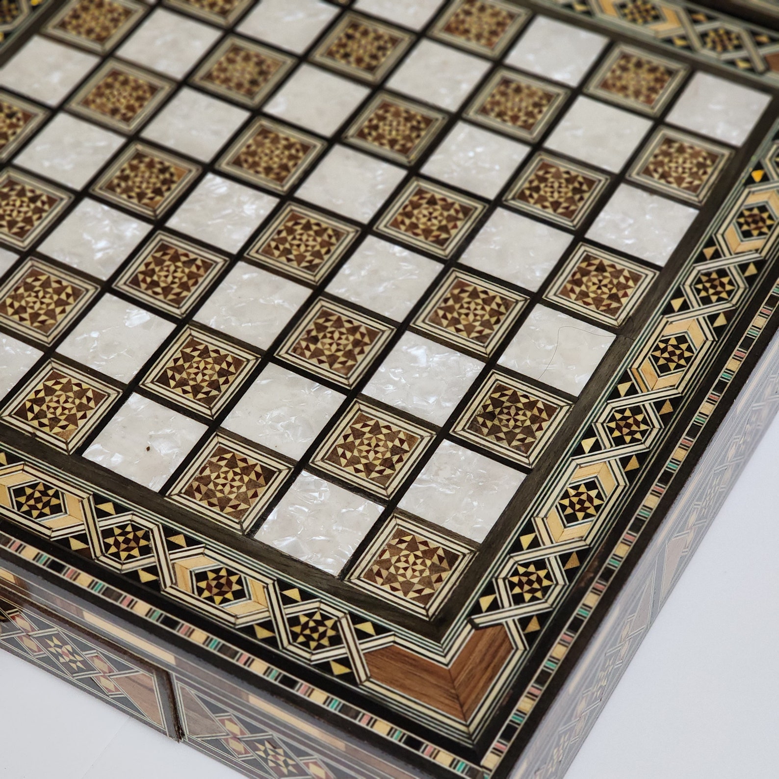 Gorgeous Chess Table, With Metal Chess Pieces, Size 15-3/4"(l) X 15-3/4 ...