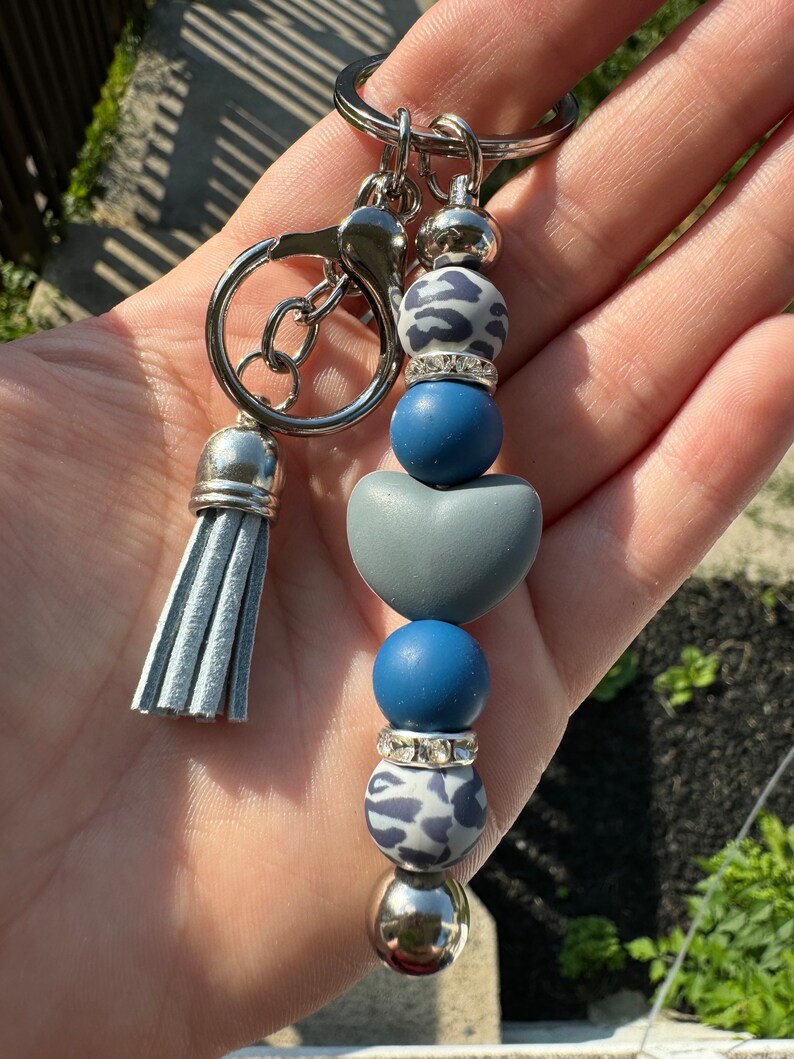 Silicone Bead Keychain Heart gray - Etsy