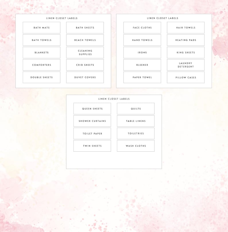 Printable Linen Wire Shelf Labels | Digital Download - Etsy