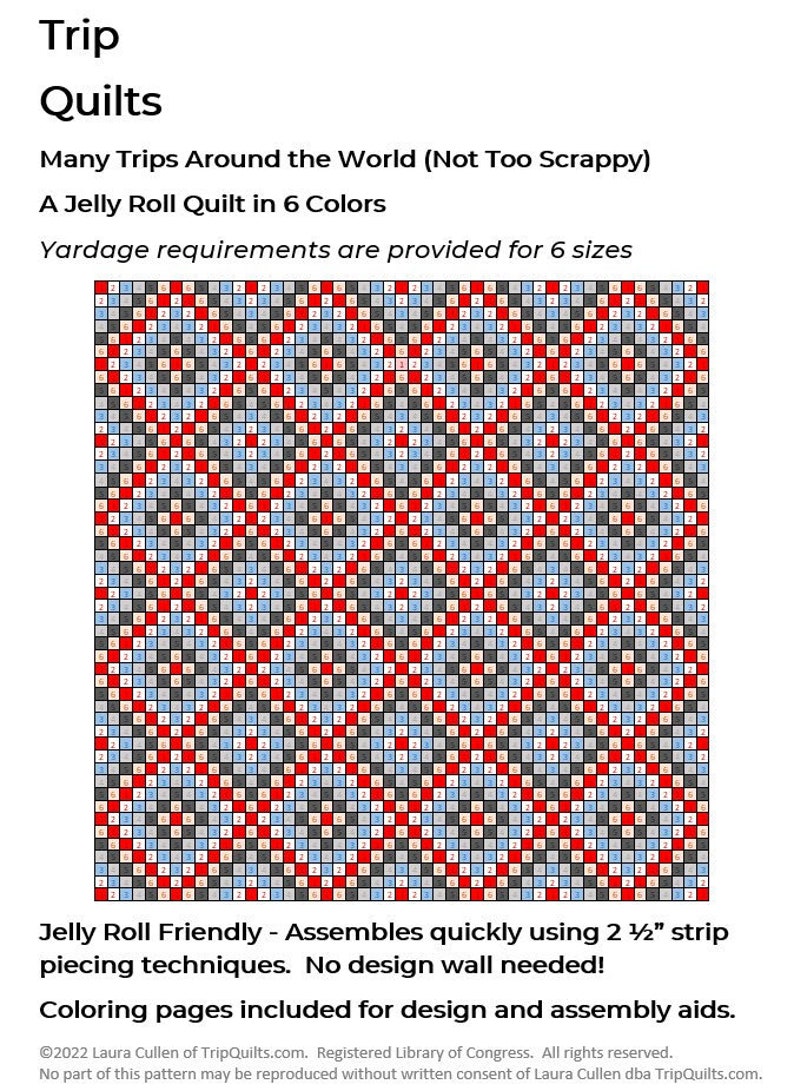 Many Trips Around the World Quilt Pattern - 6 Colors, Not Too Scrappy ...