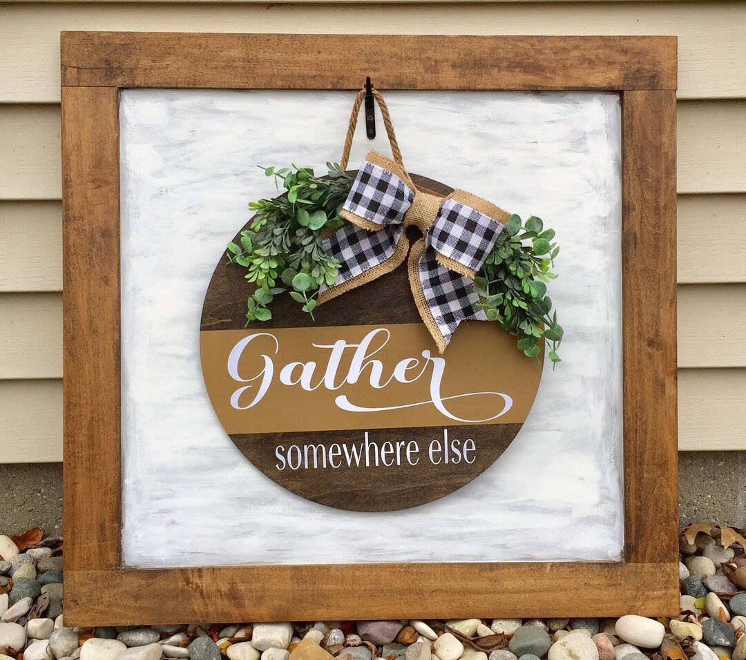 Funny 'gather Somewhere Else' Door Hanger (1) - 14" Snarky Fall Wreath ...