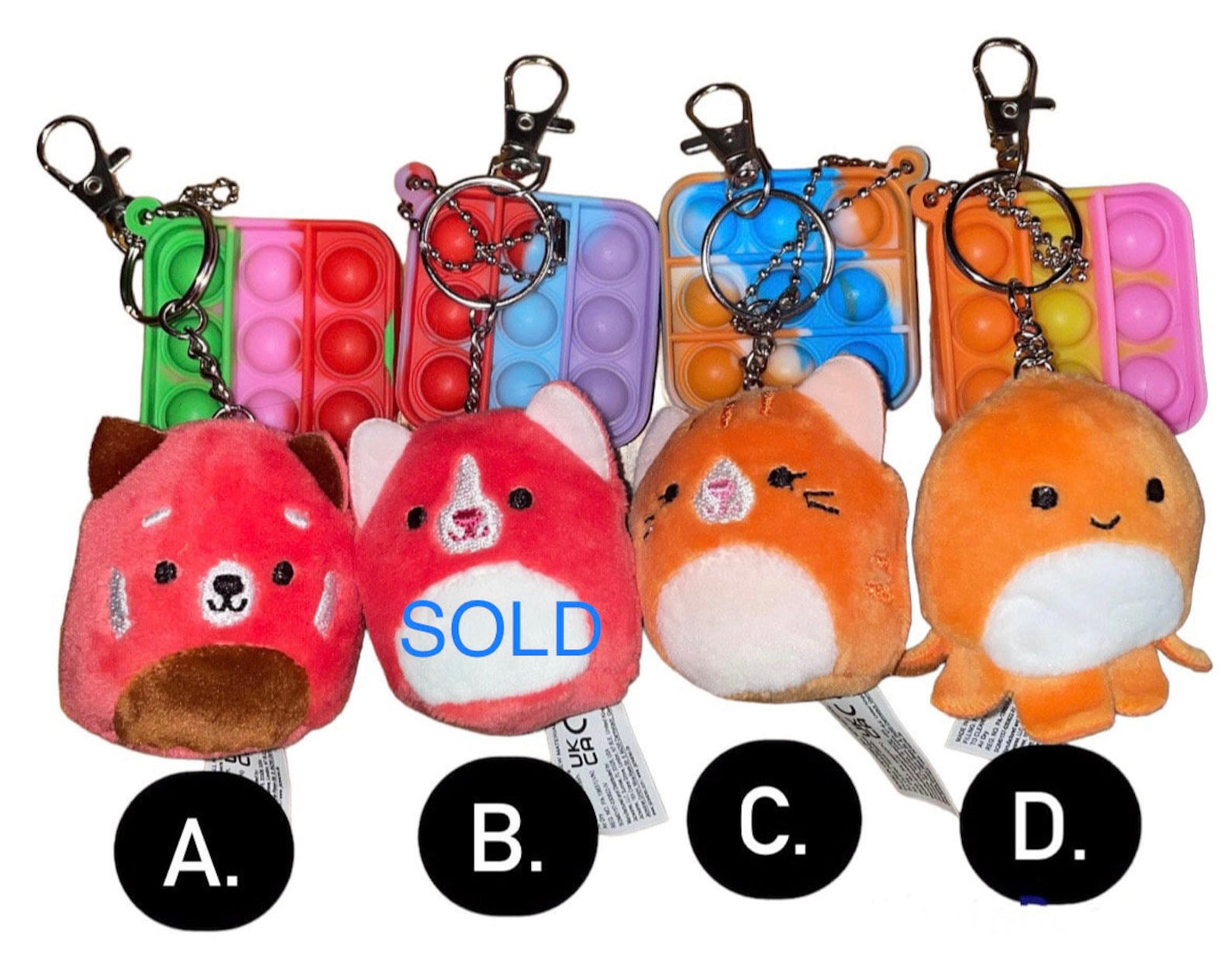 Squish Plush Keychain, Pop-it Keychain, Squish Plush Fidget Keychain ...