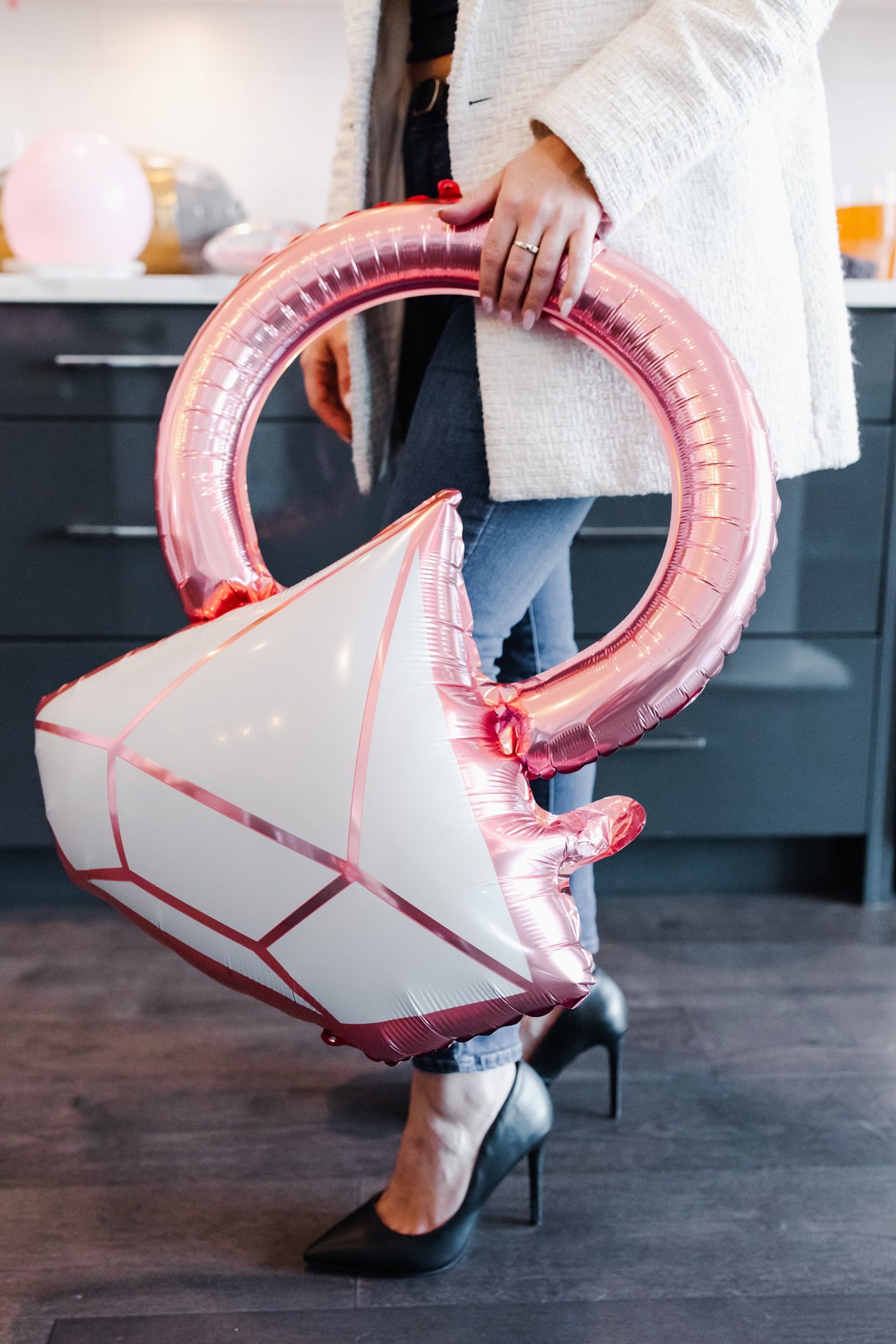 Ring Balloon Rose Gold Bride Balloon Engagement Ring Balloon for ...