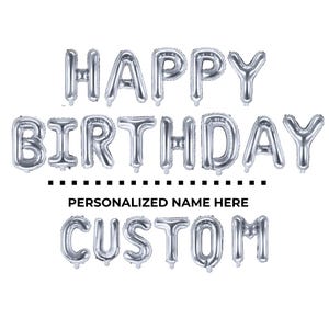 Personalized Happy Birthday Balloons Custom Pink Silver Gold Black ...