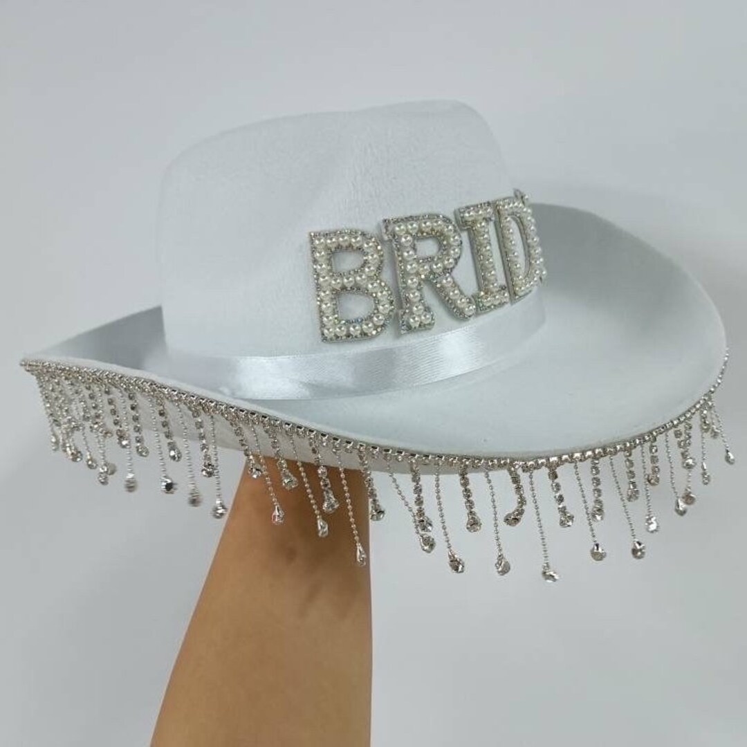 Bride Cowboy Hat Bride Gift Bachelorette Party Bride Rhinestone Hat ...