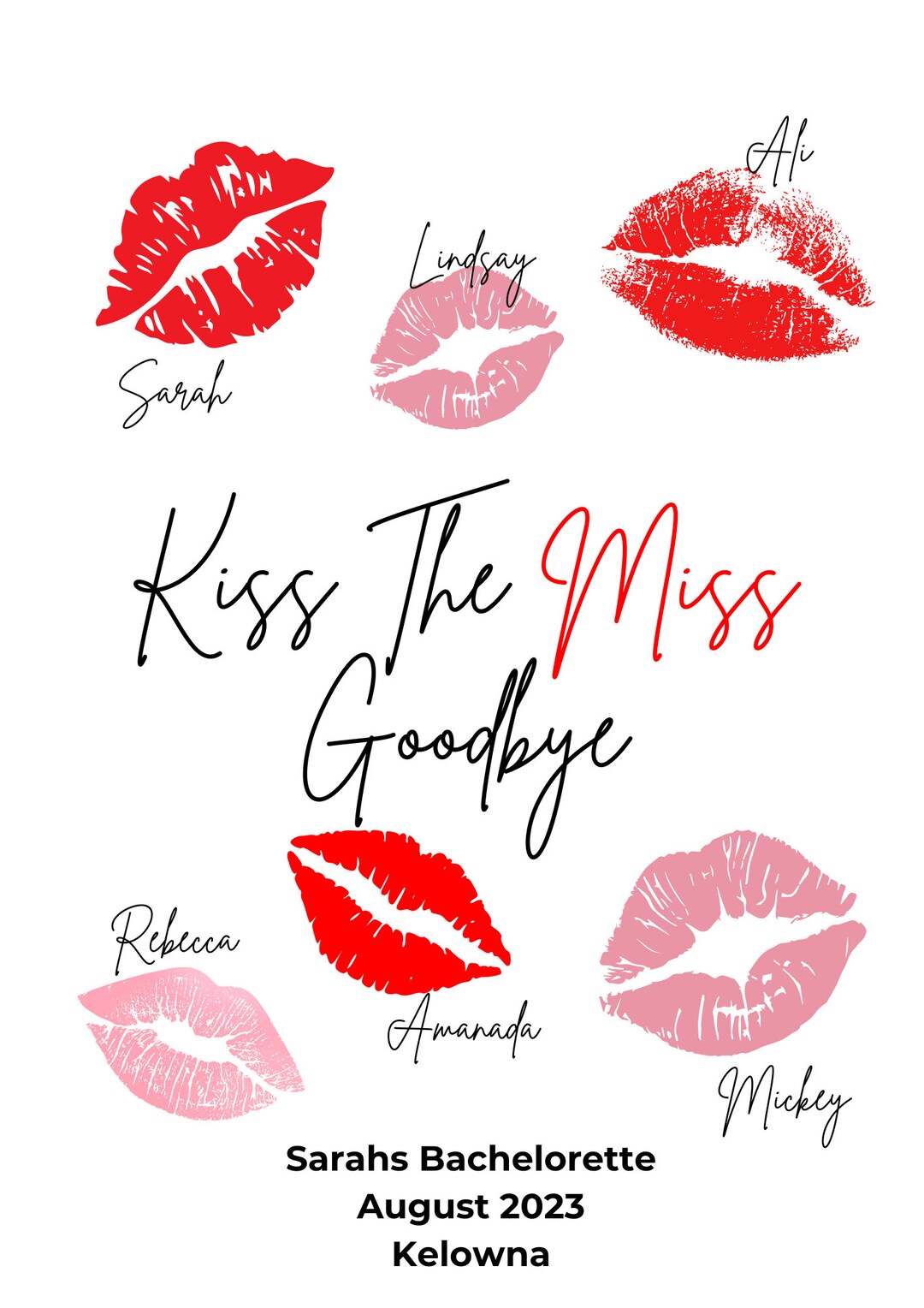 Kiss the Miss Goodbye, Bachelorette Keepsake, Bachelorette Party ...