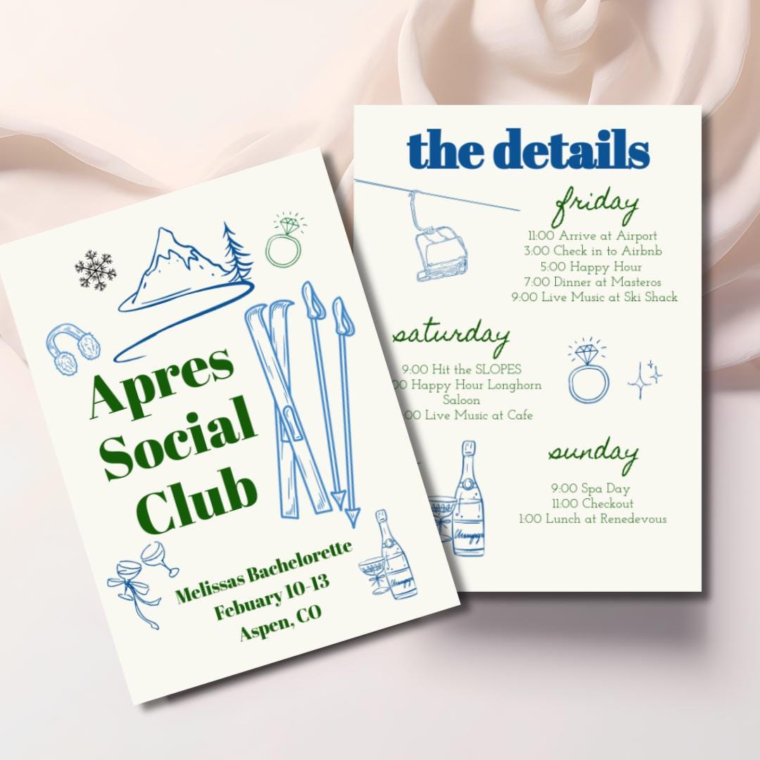 Apres Ski Social Club Bachelorette Itinerary Winter Bachelorette ...