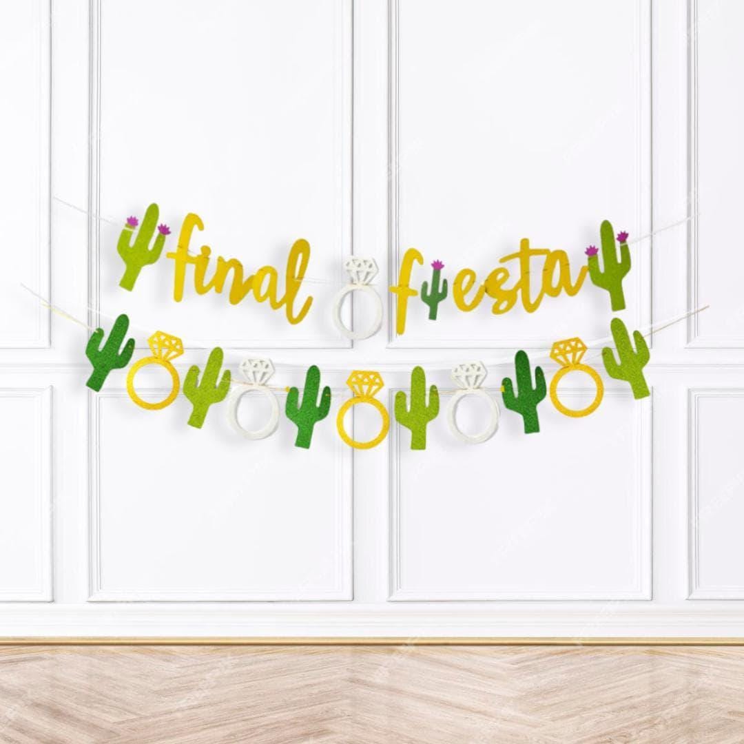 Final Fiesta Banner Glitter Cactus & Ring Bachelorette Mexican Party ...
