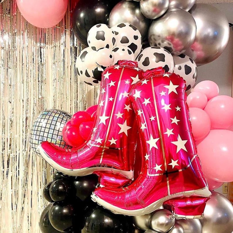 Western Cowgirl Boot Balloon Country Bachelorette Disco Cowgirl ...