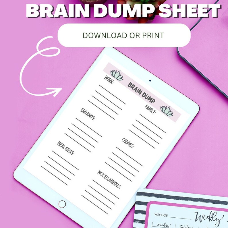 DIGITAL OR PRINTABLE Brain Dump Sheet - Etsy