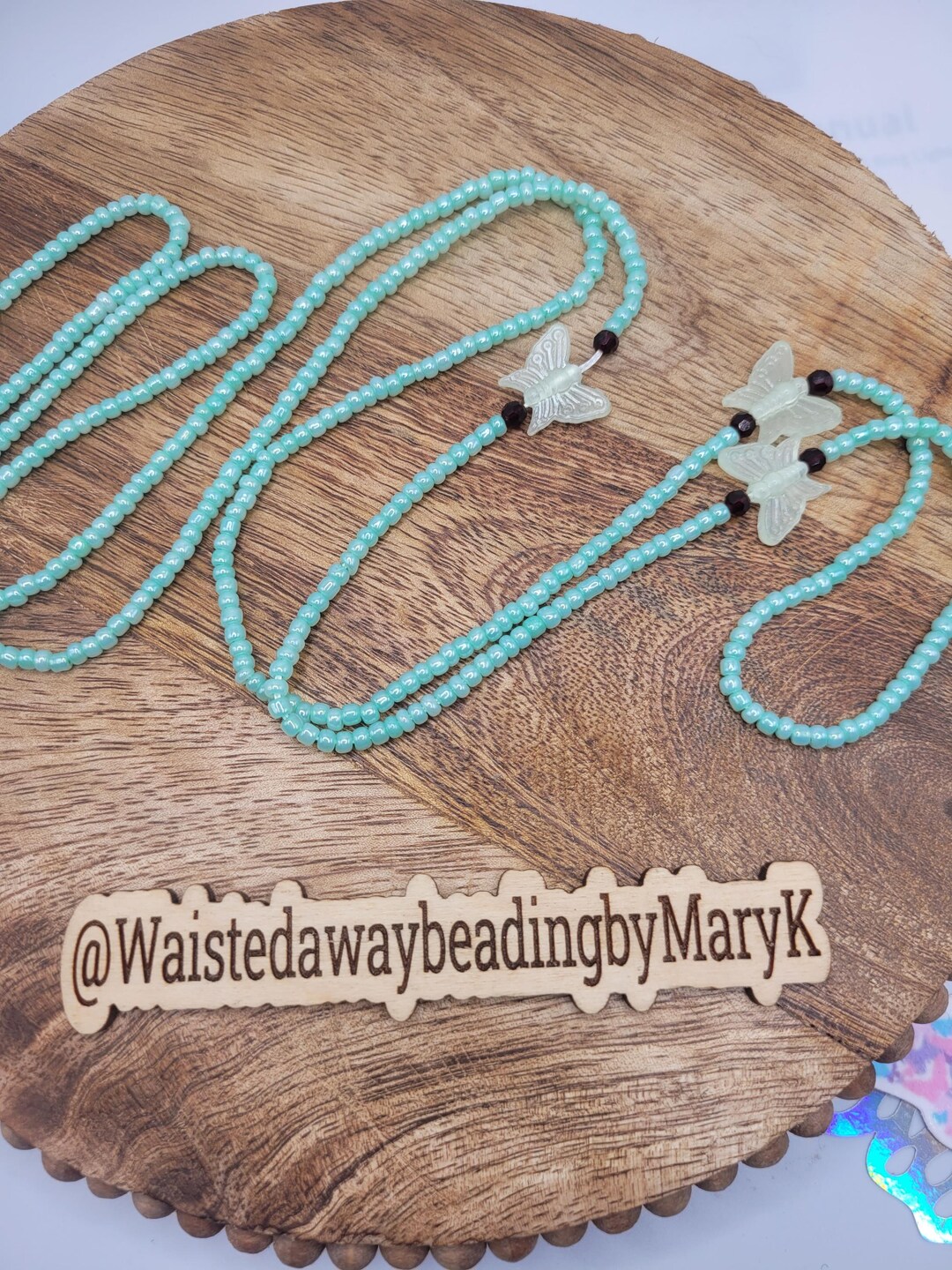 Mindy is a Mint Green Body Adornment Made of Glass Bead Waistbeads. Embracing Femininity, Womb ...