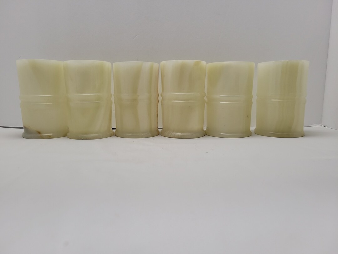 Vintage Carved Alabaster Cups Set of 6 - Etsy