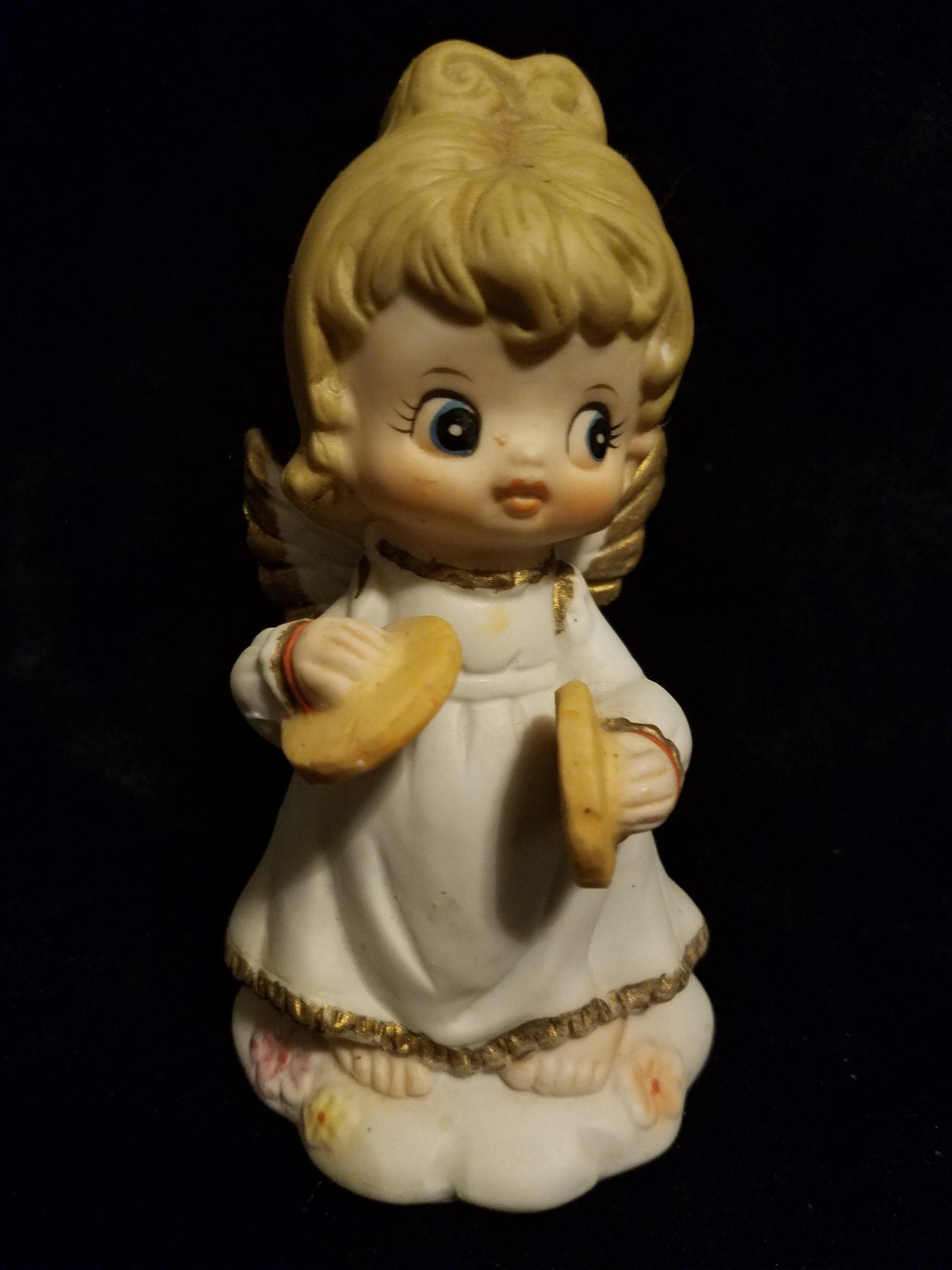 Vintage Enesco Ceramic Angel With Cymbals Figurine 5 1/4 - Etsy