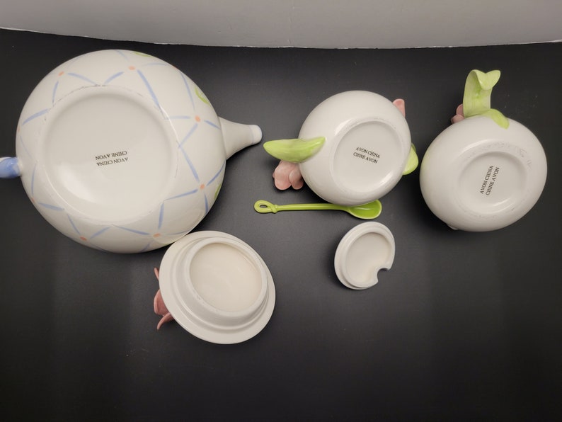 Vintage Avon China Tulip Teapot Cream Sugar Tea Set 6pcs - Etsy
