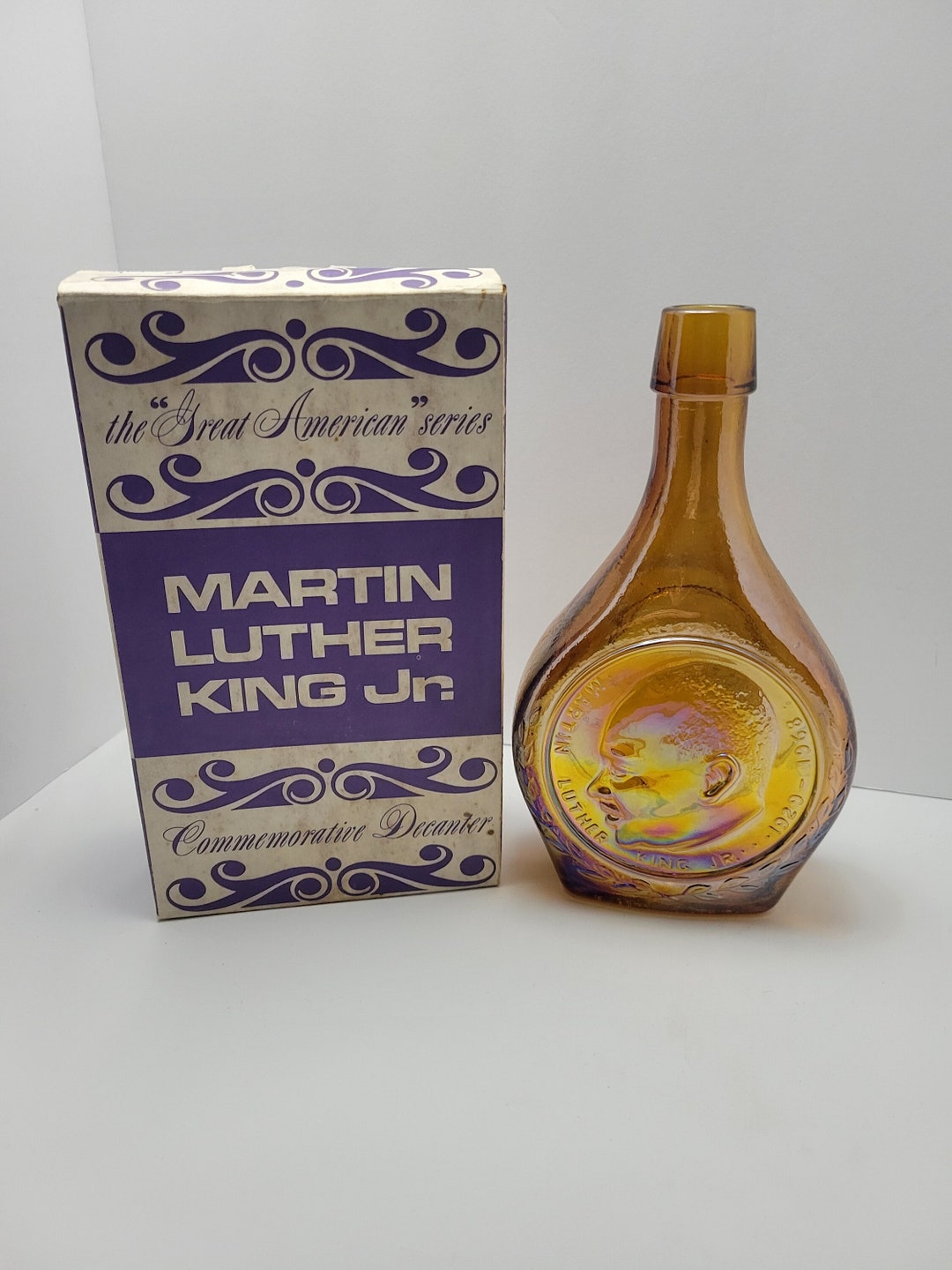 Martin Luther King Jr Decanter Amber Carnival Glass Bottle Wheaton ...