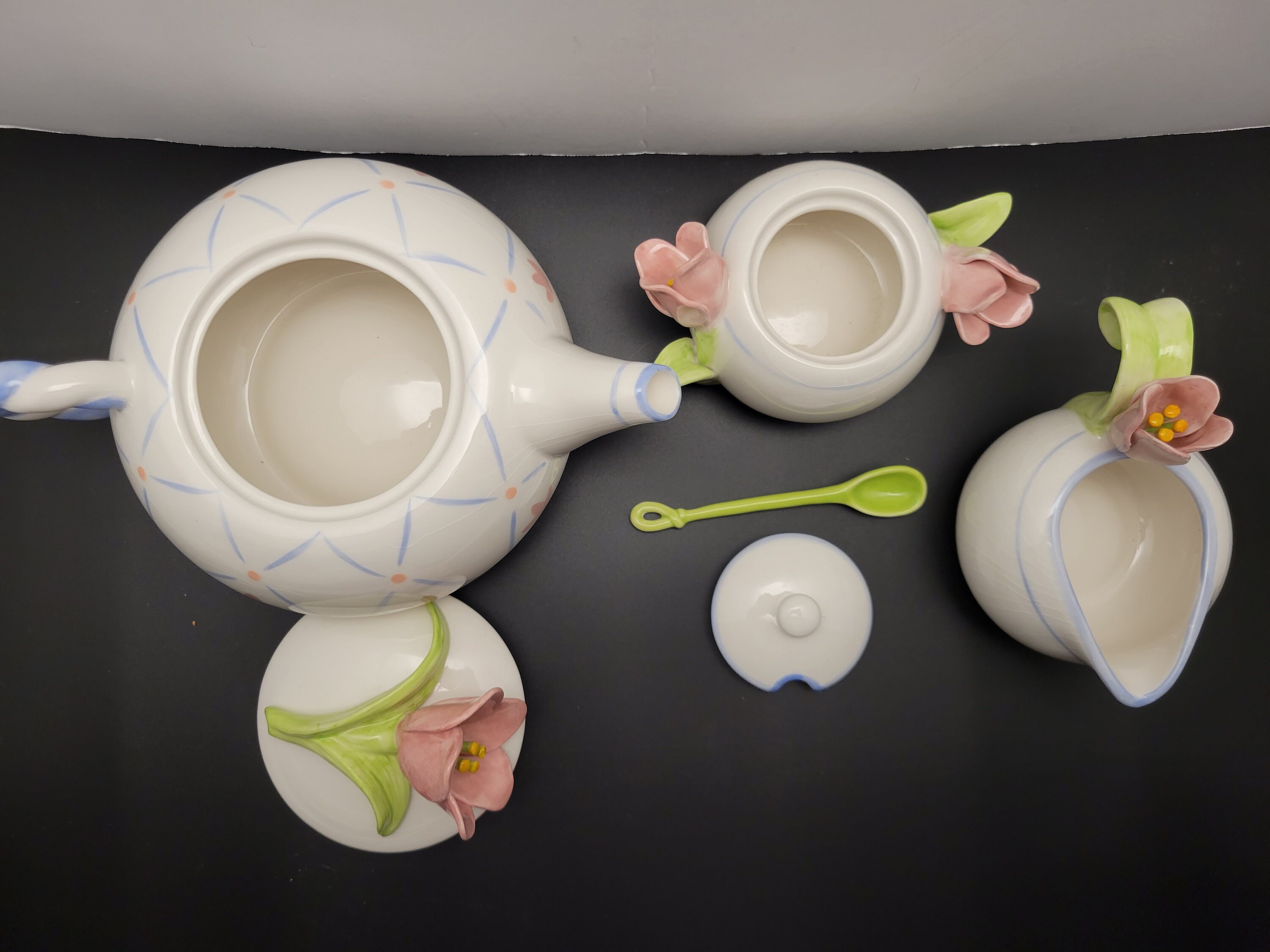 Vintage Avon China Tulip Teapot Cream Sugar Tea Set 6pcs - Etsy