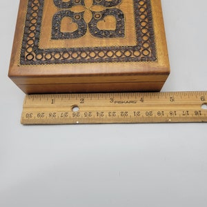 Vintage Wood Hand Carved Hinged Box, Jewelry or Trinket Box Made in ...